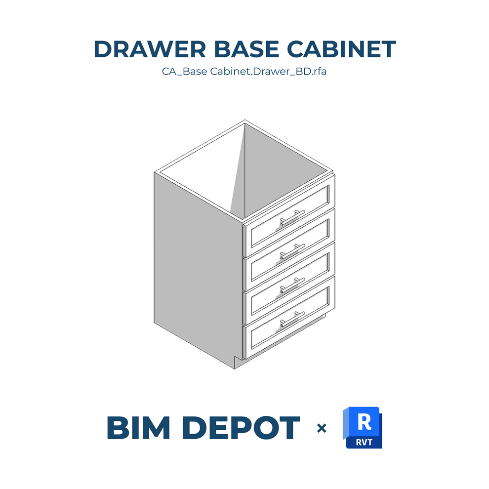Base Cabinet with Drawers - Revit Casework Family – BIM Depot