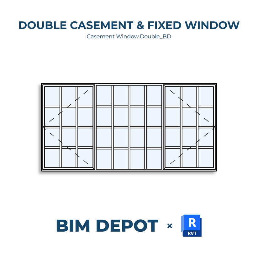 Double Casement & Fixed Window - Revit Window Family – BIM Depot